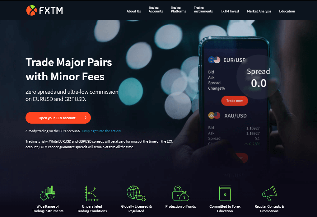 FXTM ECN Account review - Variety of options